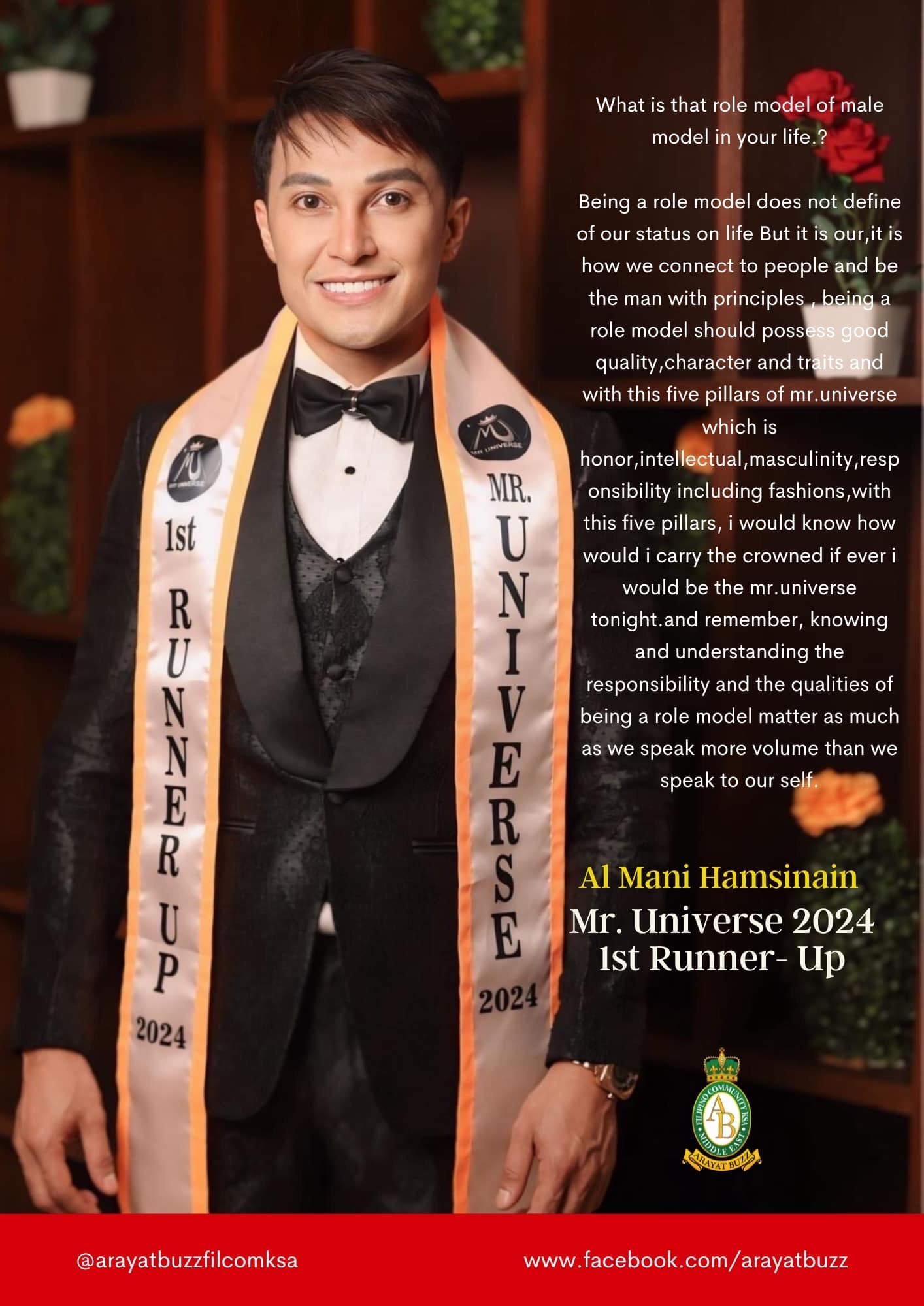 OFW based in Saudi Arabia wins 1st runner-up at Mr. Universe 2024 in India