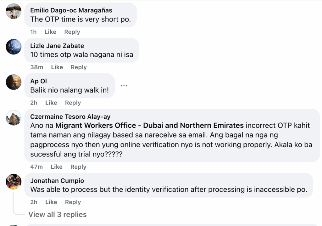OFWs in UAE face OTP issues with DMW's new online contract verification ...